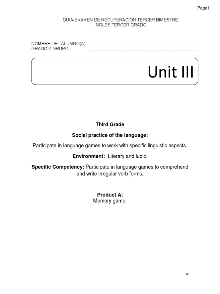 Guia Examen de Recuperacion Tercer Bimestre 3er Grado | PDF | Perfect (Grammar) | Mark Zuckerberg