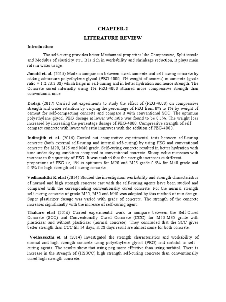 Self Curing 2 Literature Review | PDF | Concrete | Polyethylene Glycol