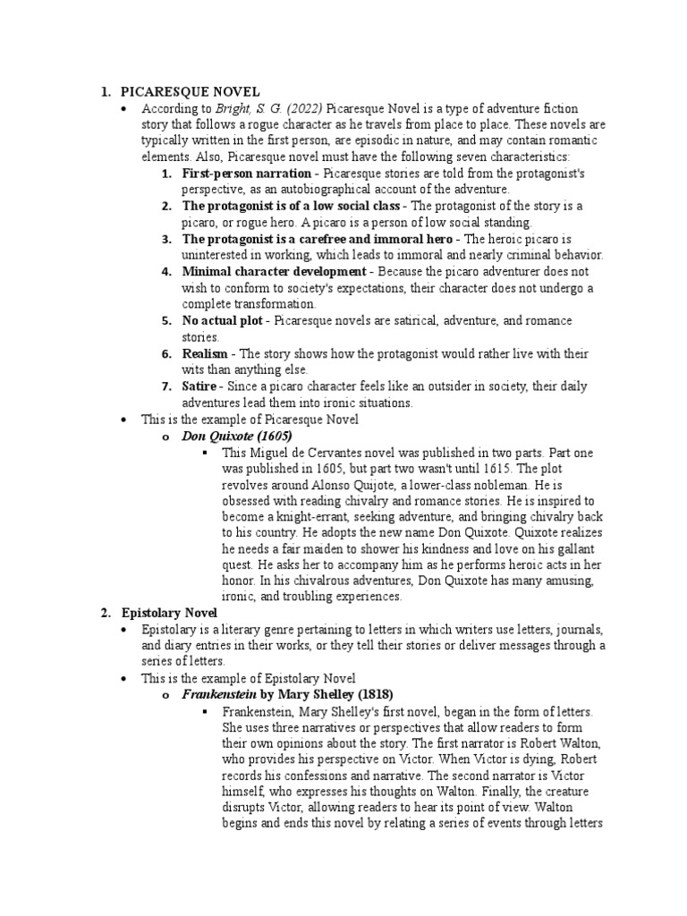 Picaresque Novel | PDF | Novels | Don Quixote