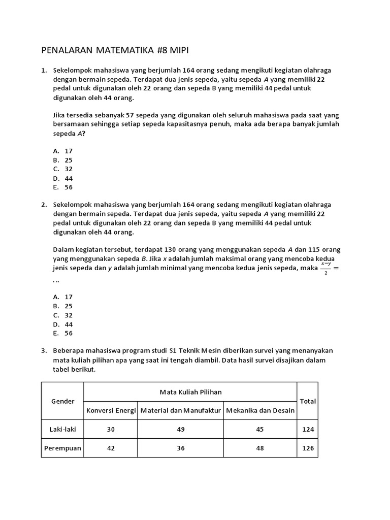 Penalaran Matematika #8 Mipi | PDF
