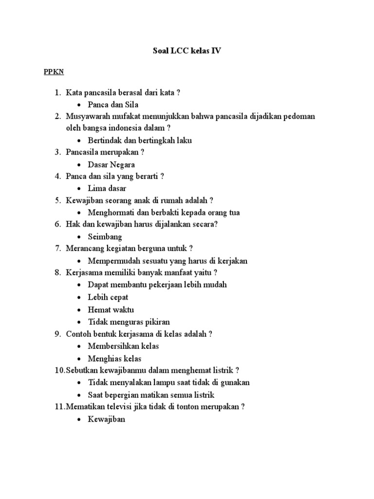 Soal LCC Kelas IV | PDF