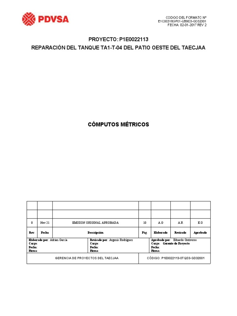 Reparación Tanque TA1-T-04 TAECJAA | PDF | Ingeniería mecánica ...