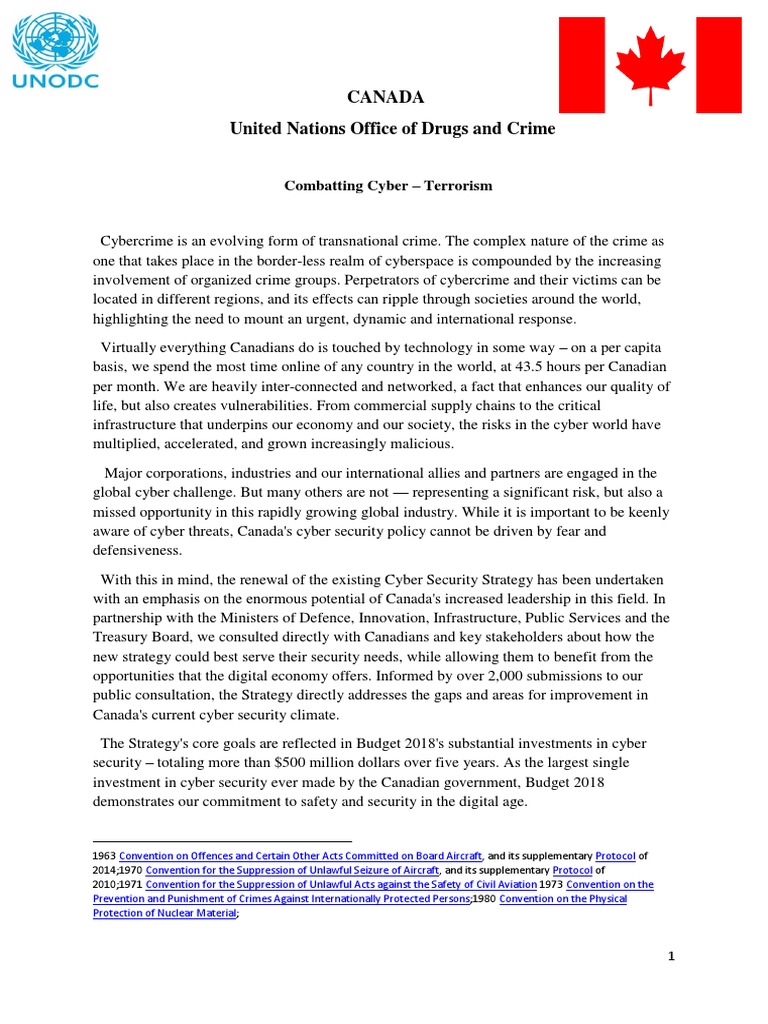 Cyber Terrorism - Canada - Position Paper. | PDF | Computer Security | Security
