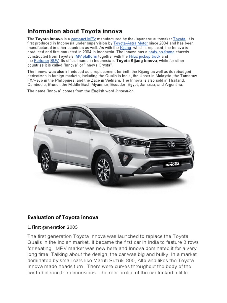 Toyota Innova Survey | PDF | Car | Transport