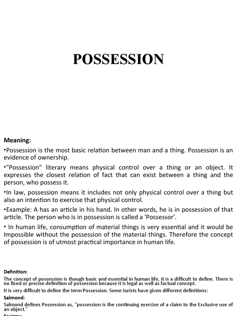 POSSESSION | Download Free PDF | Possession (Law) | Adverse Possession