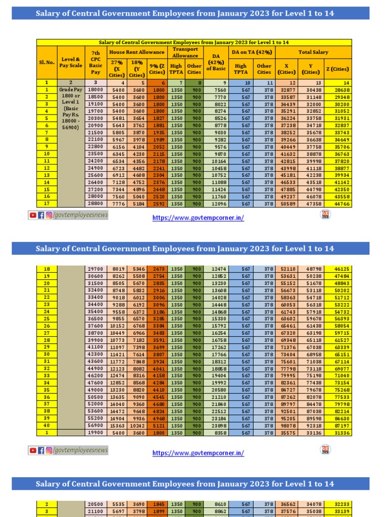 Central Govt Employee Salary Guide | PDF | Employment Compensation ...