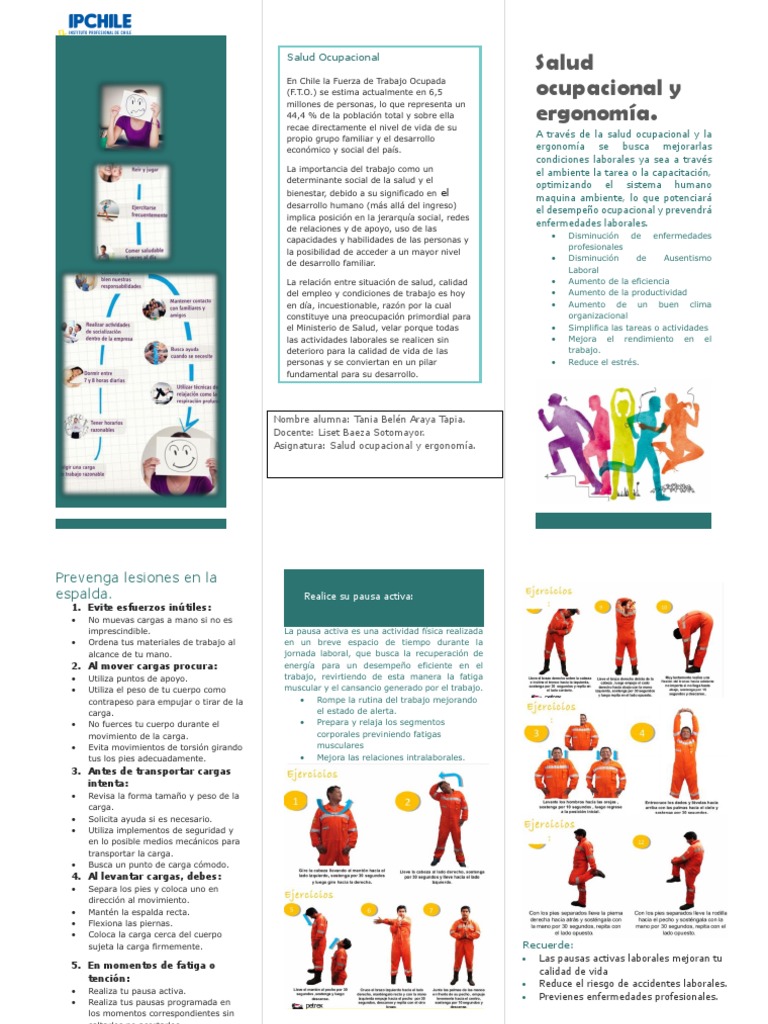 Triptico Ergonomia. | PDF | Factores humanos y ergonomía | Seguridad y salud ocupacional
