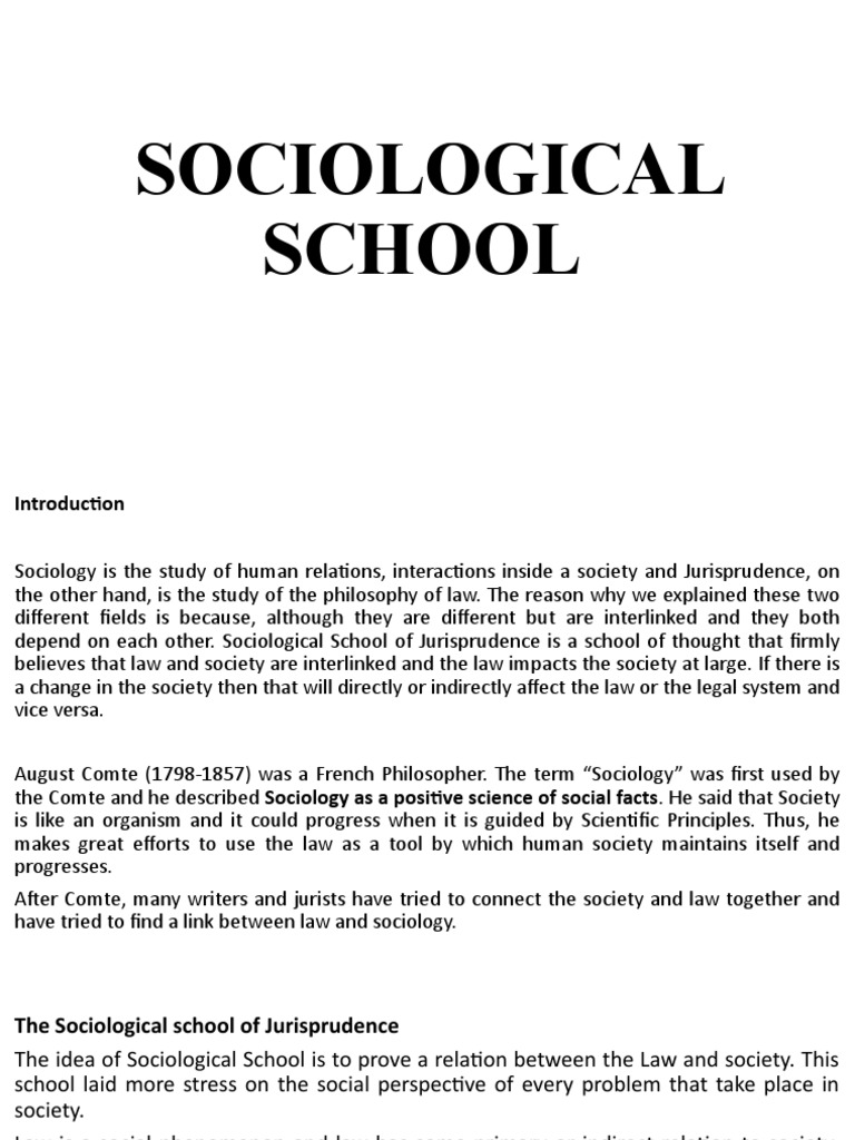 Sociological School of Jurisprudence | PDF | Jurisprudence | Sociology