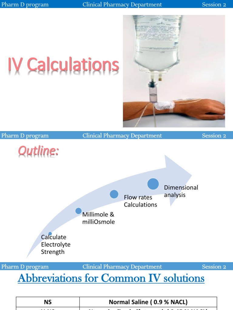 Iv Calculation | PDF | Intravenous Therapy | Potassium Chloride