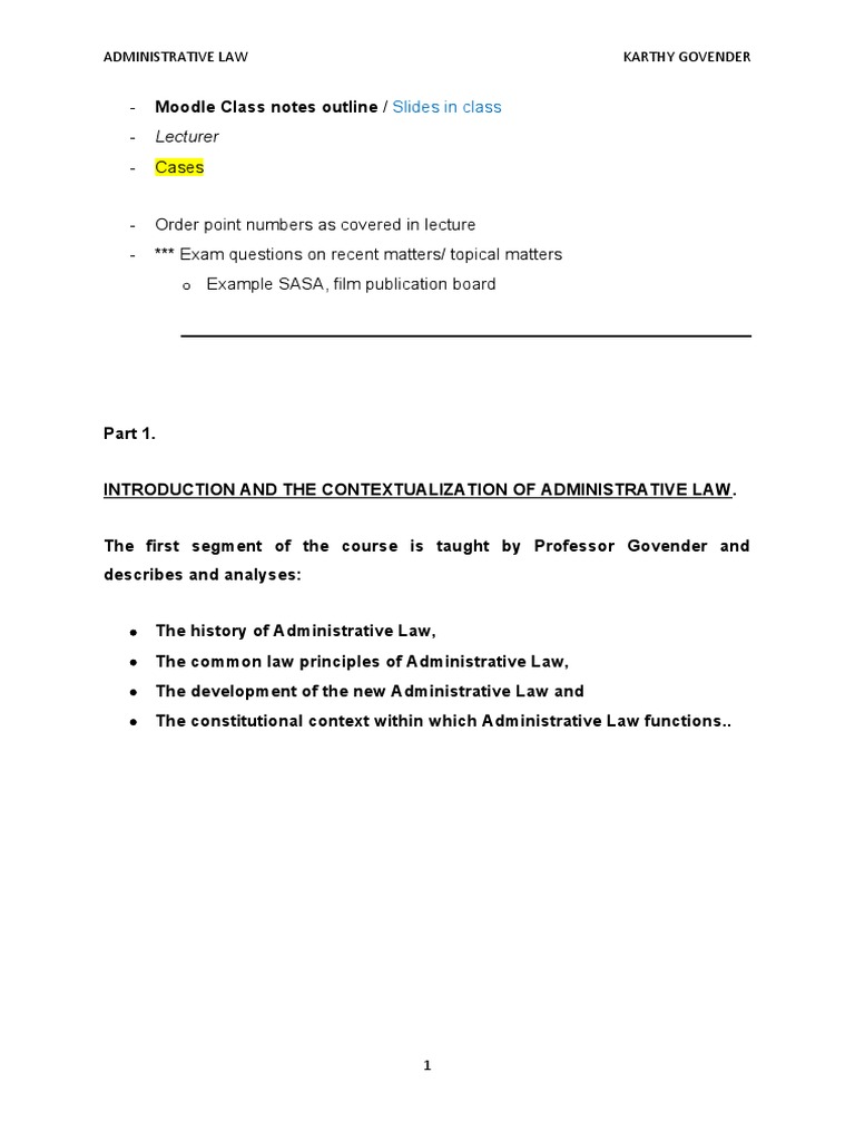 Class Notes | PDF | Administrative Law | Common Law