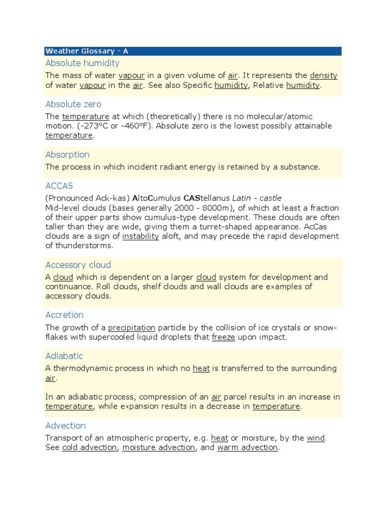 Weather Glossary | PDF | Cloud | Thunderstorm