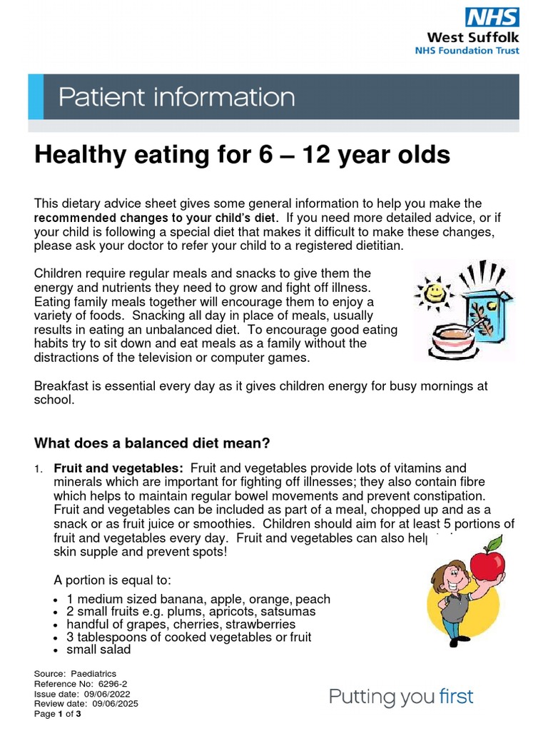 Healthy Eating For 6 - 12 Year Olds | PDF | Vegetables | Diet (Nutrition)