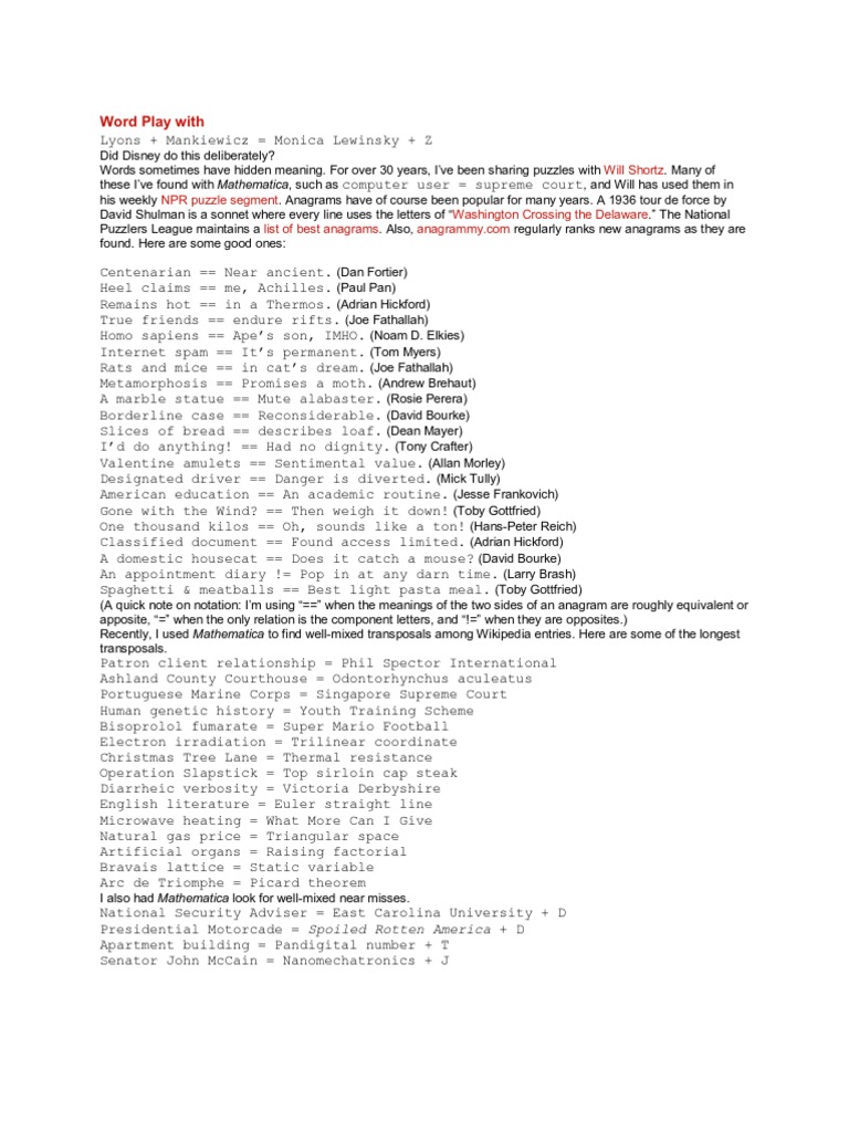 Word Play With | PDF