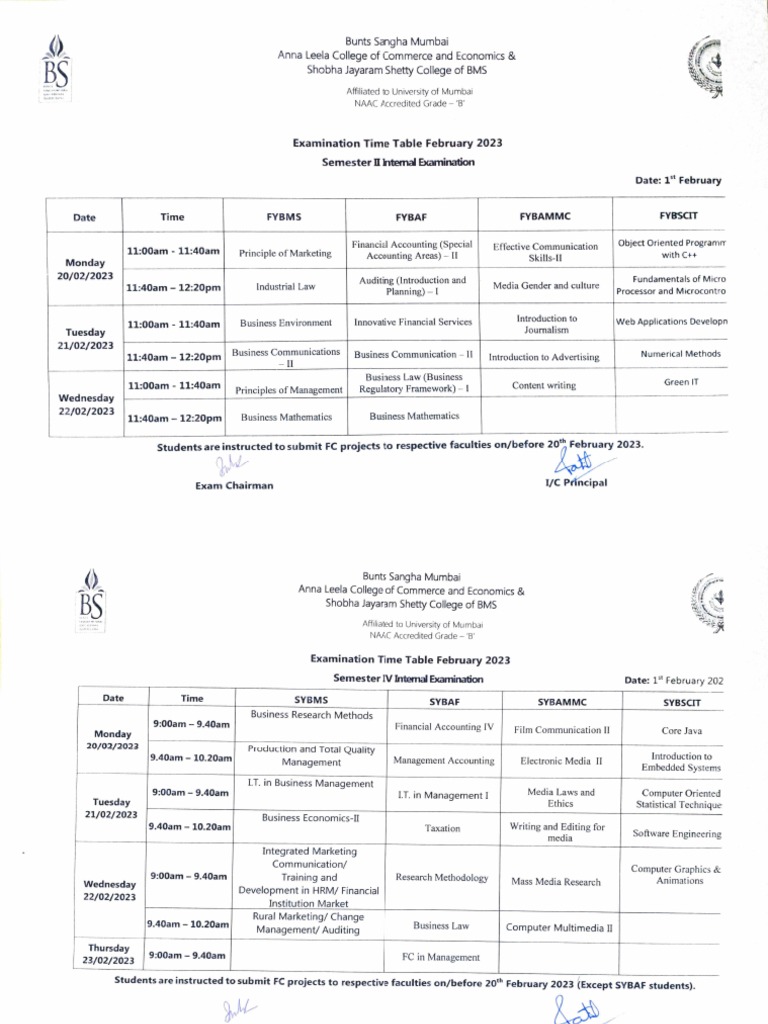 Mumbai University Exam Time Table 2023 | PDF | Accounting | Economies