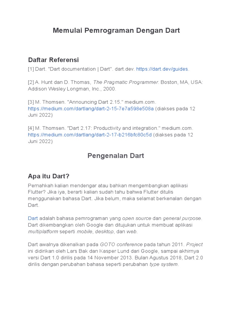 Memulai Pemrograman Dengan Dart | PDF