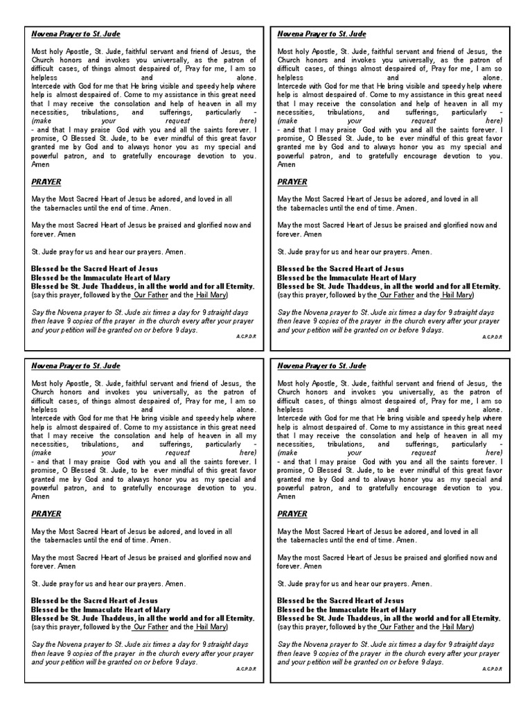 Novena To St. Jude | Download Free PDF | Prayer | Christian Worship And Liturgy