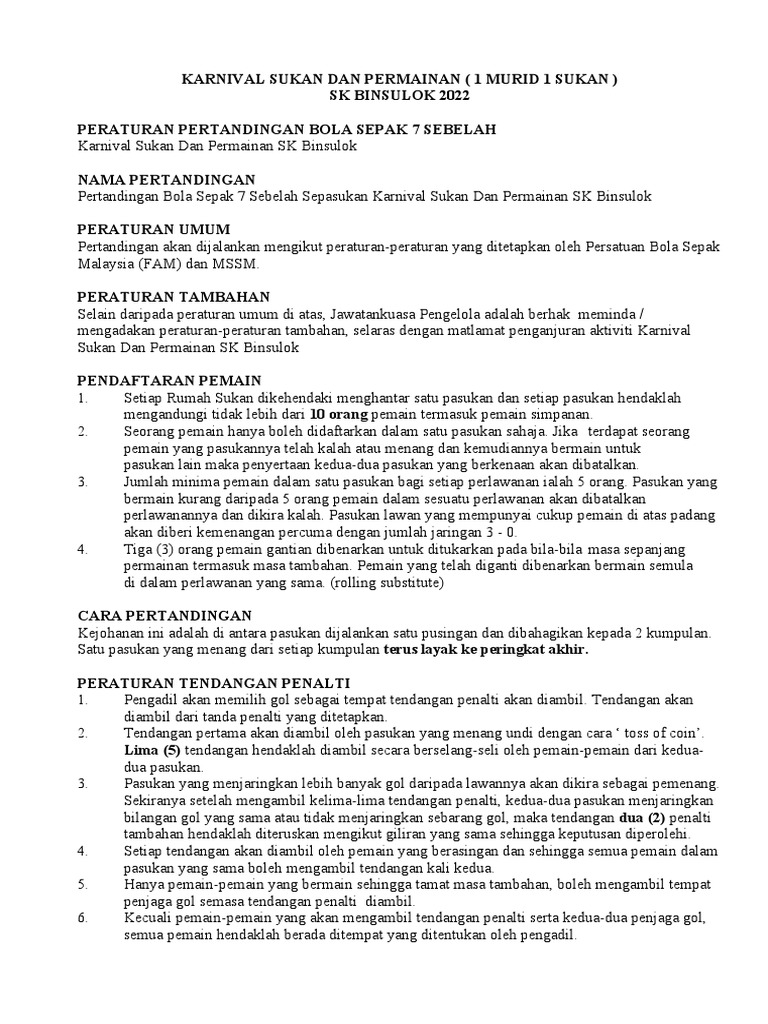 Syarat Dan Peraturan Permainan | PDF