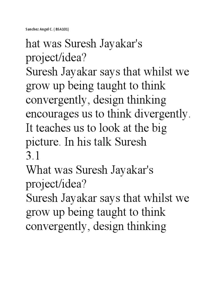 Bsa 101 Entrep | PDF | Thought | Design Thinking