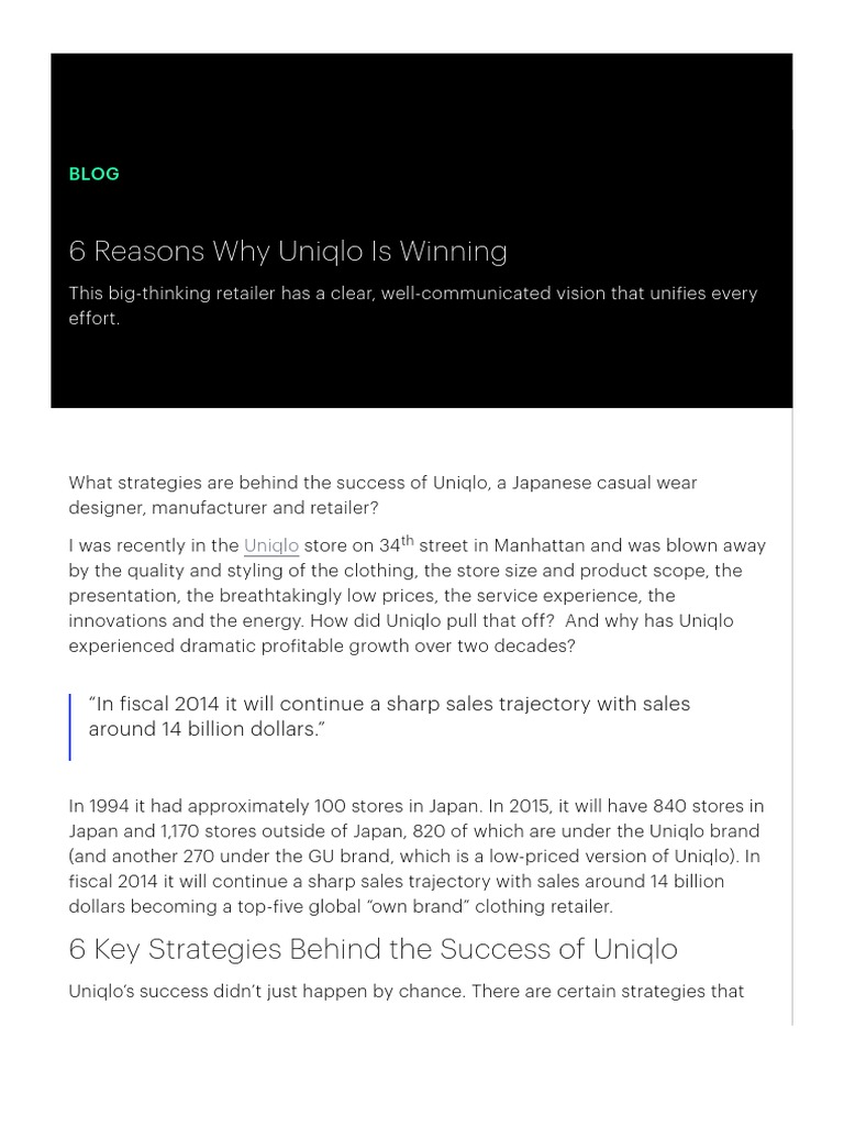 6 Reasons Why Uniqlo Is Winning: 6 Key Strategies Behind The Success of ...