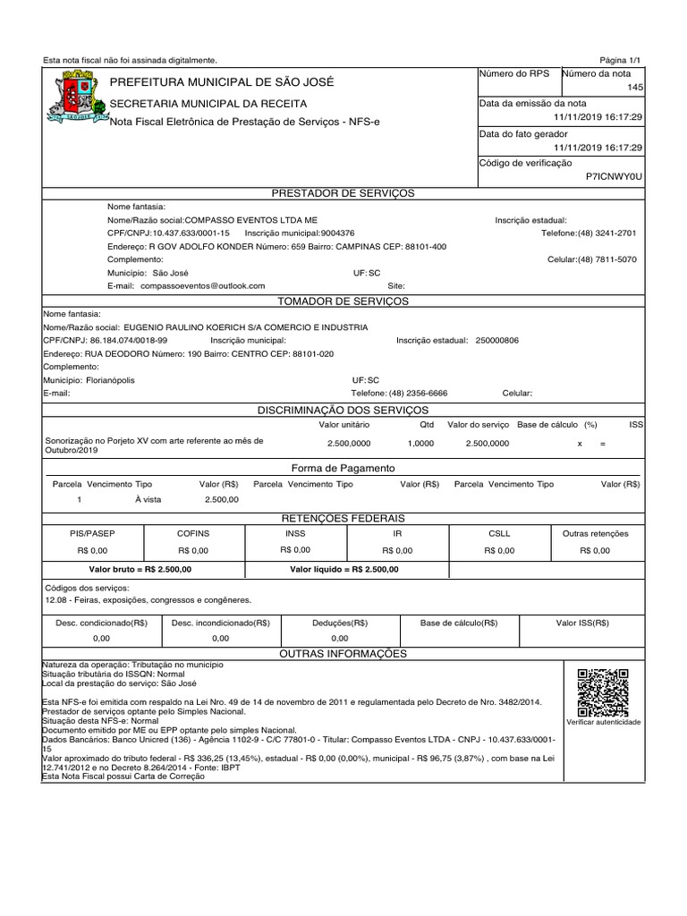 Prefeitura Municipal de São José: Nota Fiscal Eletrônica de Prestação ...