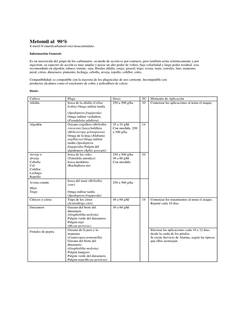 Metomil | PDF | Botánica | Plantas