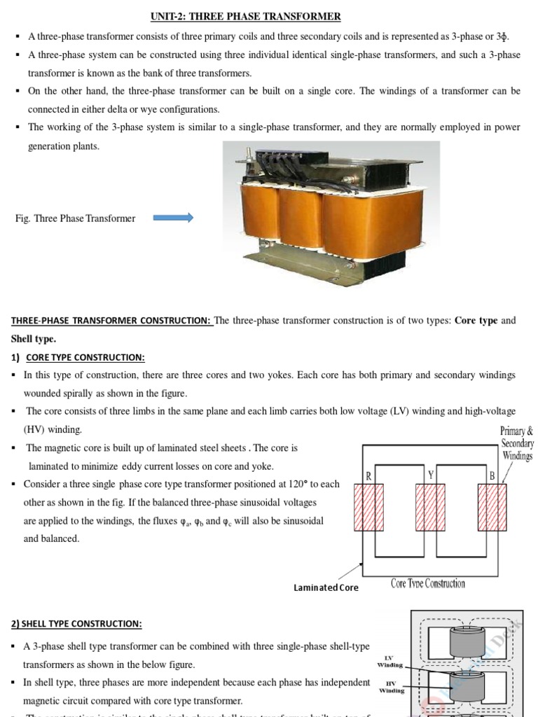 Three-Phase Transformer Construction Guide | PDF | Transformer | Power ...