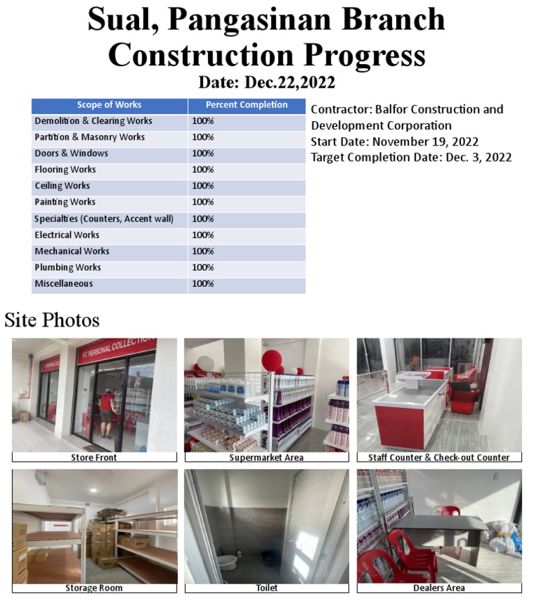 GLS Construction Progress Report (Sual, Pangasinan) | PDF