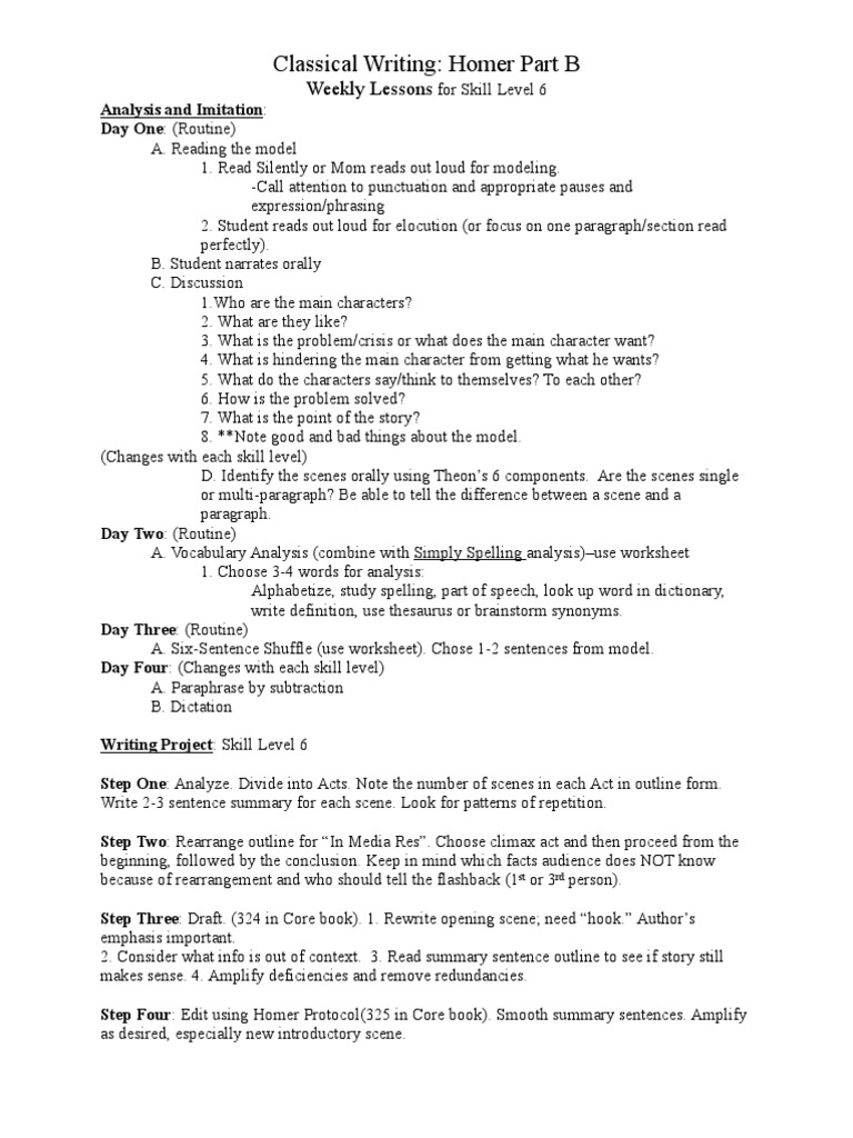 Classical Writing: Homer Lessons | PDF | Writing | Learning