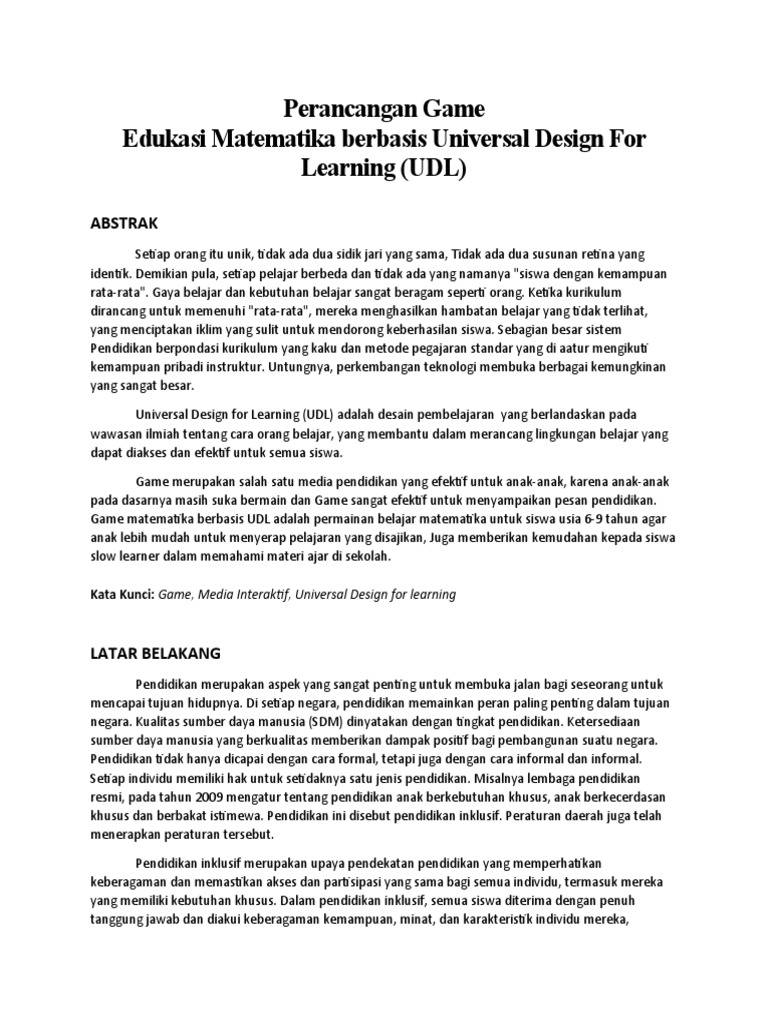 Perancangan Game Berbasis Universal Design For Learning | PDF