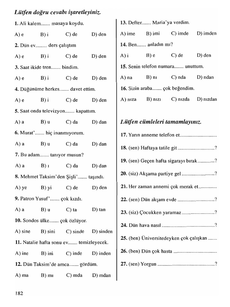 Hal Ekleri Test | PDF