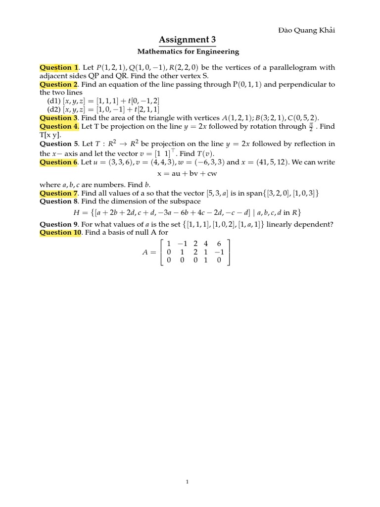 MAE101 Homework | PDF