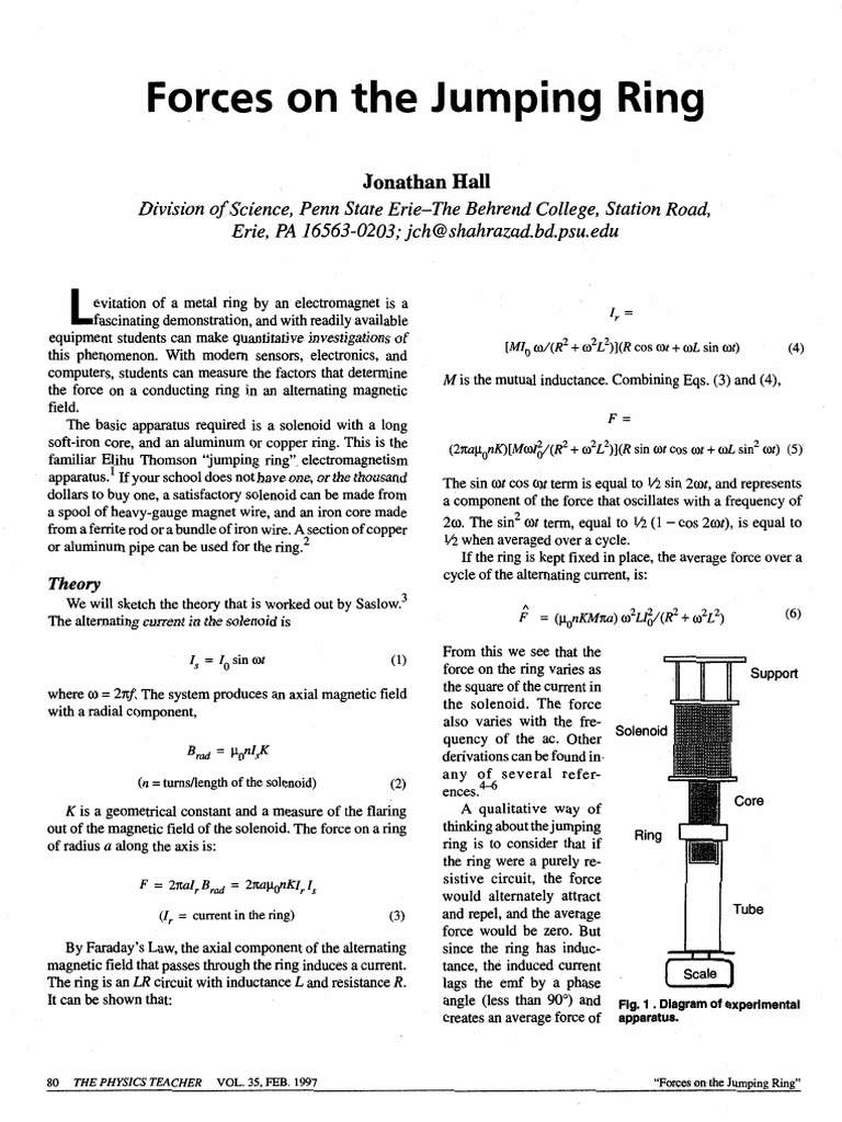 Force On Jumping Ring | PDF | Amplifier | Electromagnetic Induction
