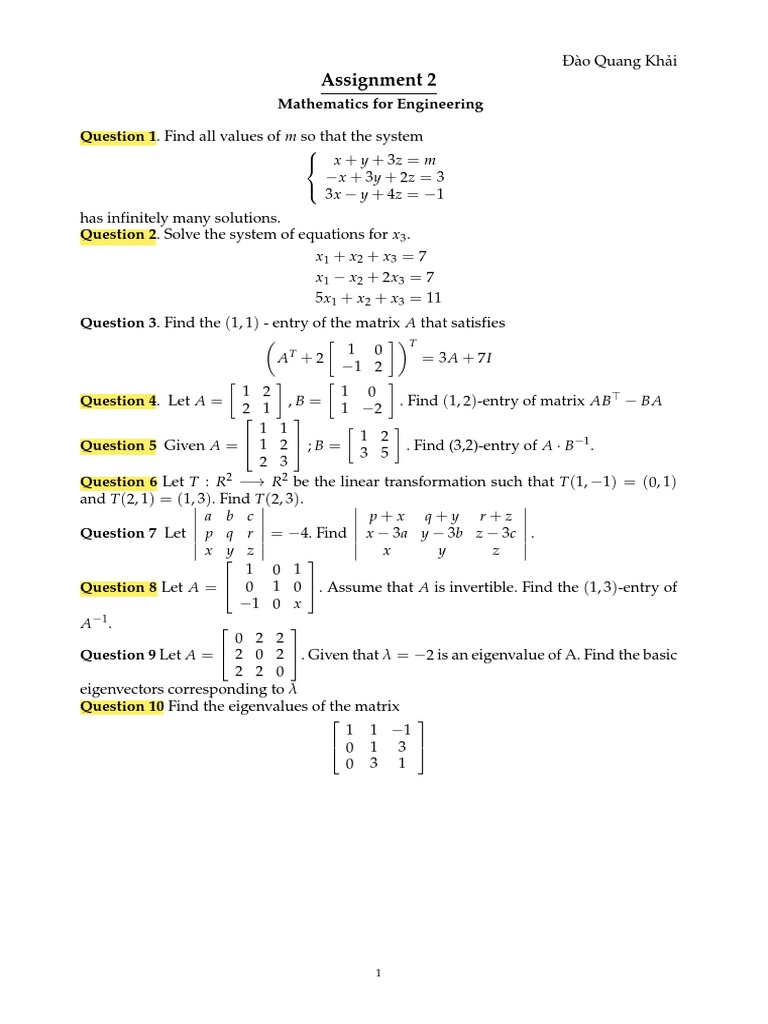 MAE 101 Homework 2 | PDF | Eigenvalues And Eigenvectors | Matrix (Mathematics)