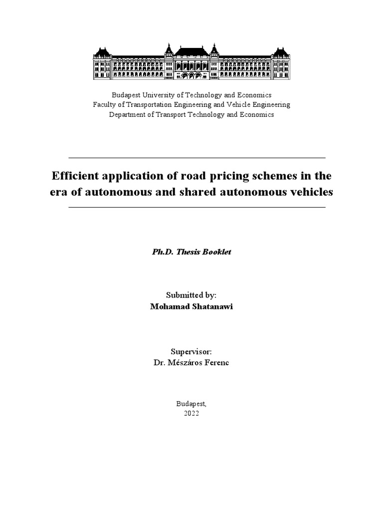 Efficient Application of Road Pricing Schemes in The Era of Autonomous and Shared Autonomous ...