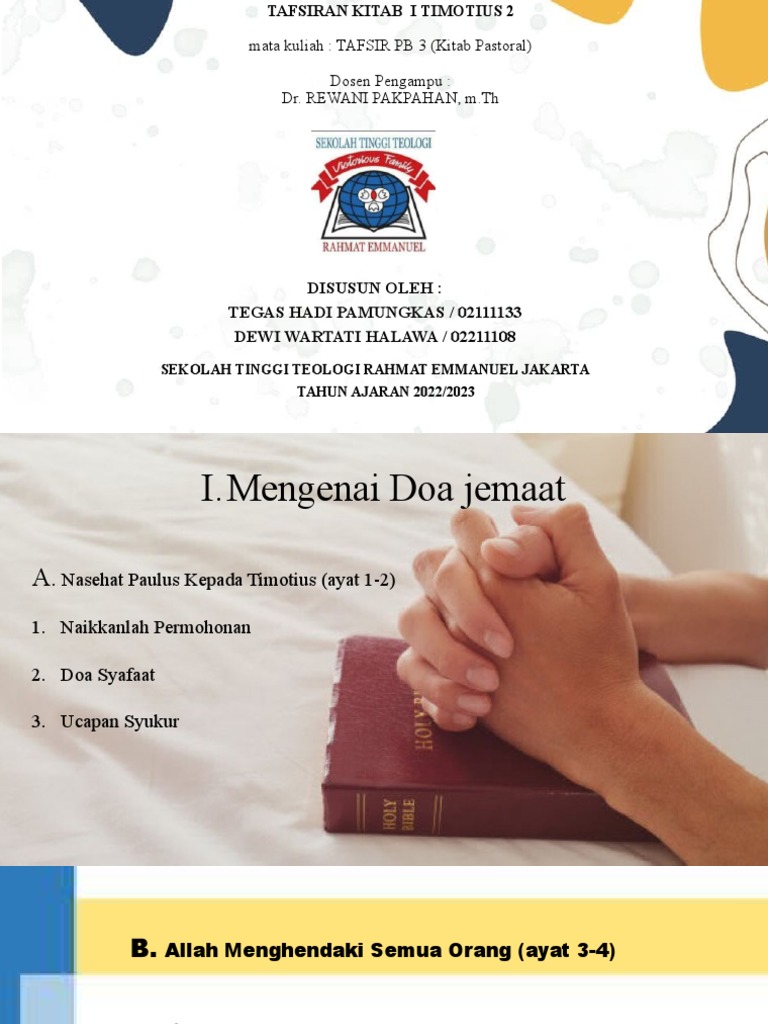 Nasihat Paulus dalam 1 Timotius 2 | PDF | Agama & Spiritualitas