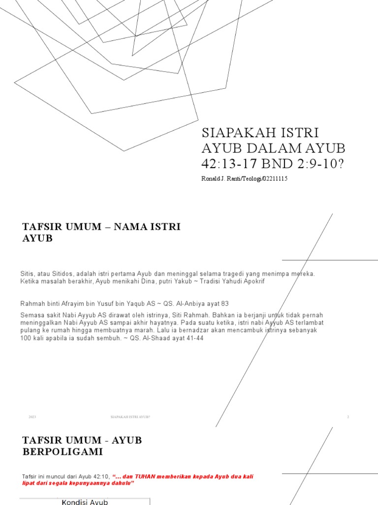 Tugas TPL 3 Siapakah Istri Ayub Dalam Ayub 42 | PDF