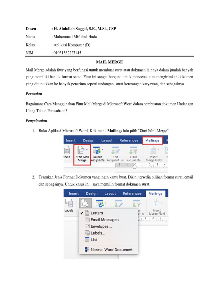 Cara Menggunakan Mail Merge di Word | PDF | Karier & Perkembangan