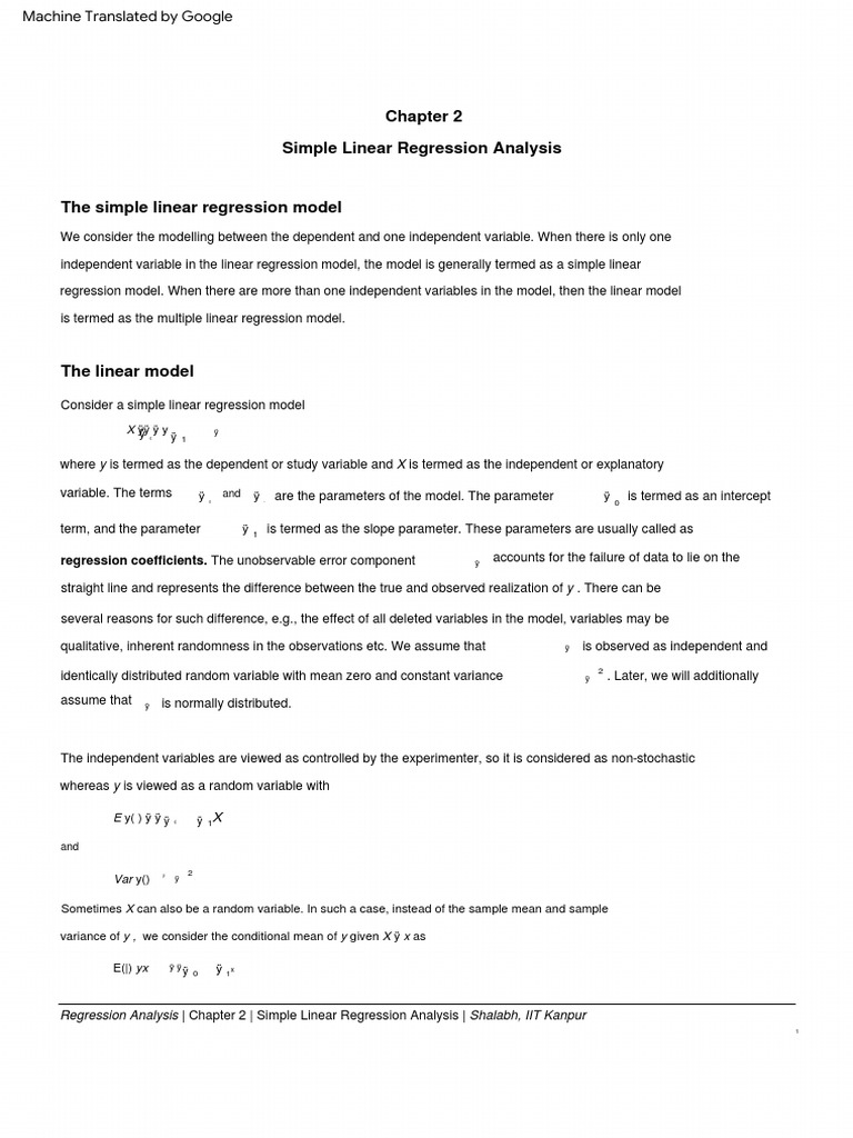 Chapter2 Regression SimpleLinearRegressionAnalysis | PDF | Regression ... Chapter2 Regression SimpleLinearRegressionAnalysis | PDF | Regression ...