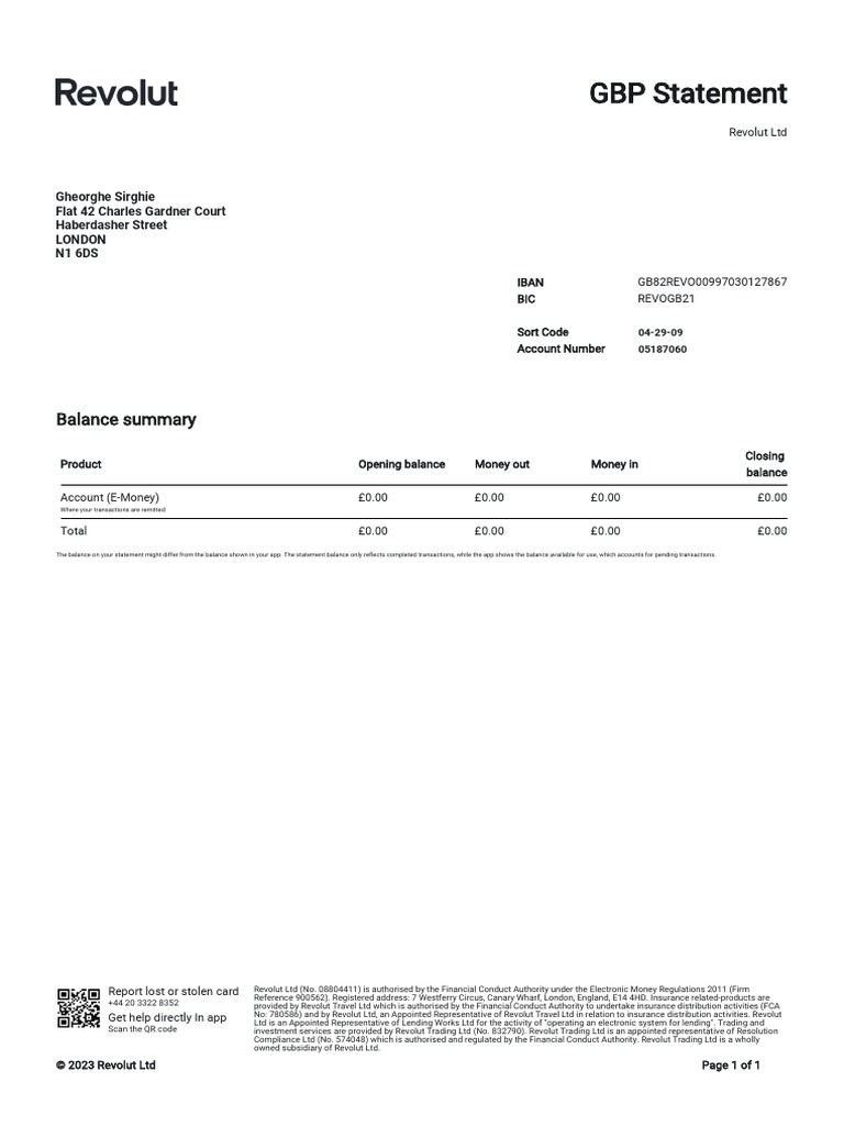 GBP Statement: Balance Summary | PDF | Private Sector | Financial Markets