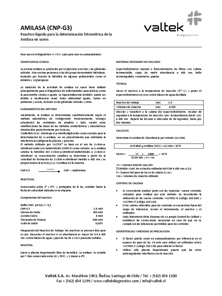 Amilasa (Cnp-G3) : Reactivo Líquido para La Determinación Fotométrica ...