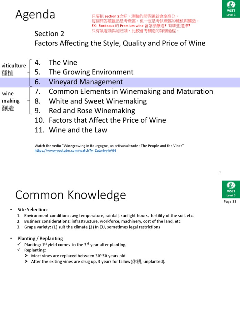 WSET L3 - 2 - Chap06 - Vineyard Management | PDF | Agriculture | Botany