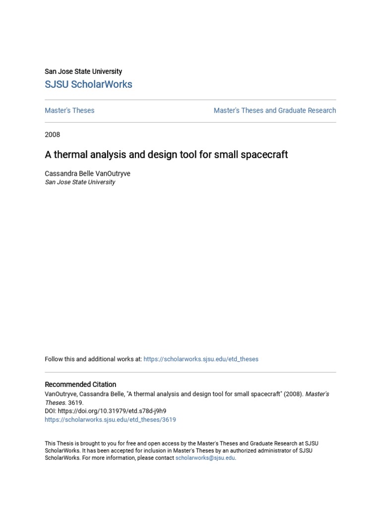 A Thermal Analysis and Design Tool For Small Spacecraft | PDF | Thermal ...