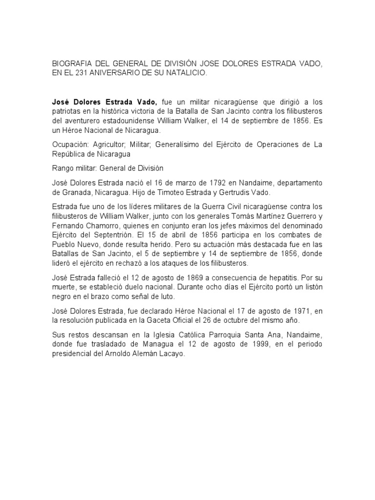 Biografia de José Dolores Estrada Vado | PDF