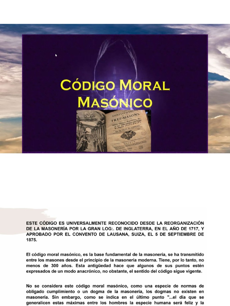 Codigo Moral Masonico Analisis | PDF | Moralidad | Masonería