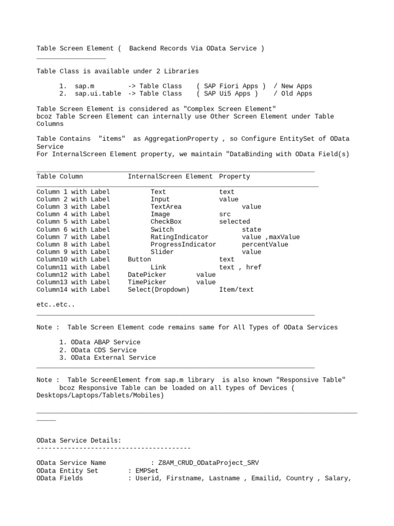 SAP UI5 Table Screen Element Guide | PDF | Mobile App | Icon (Computing)