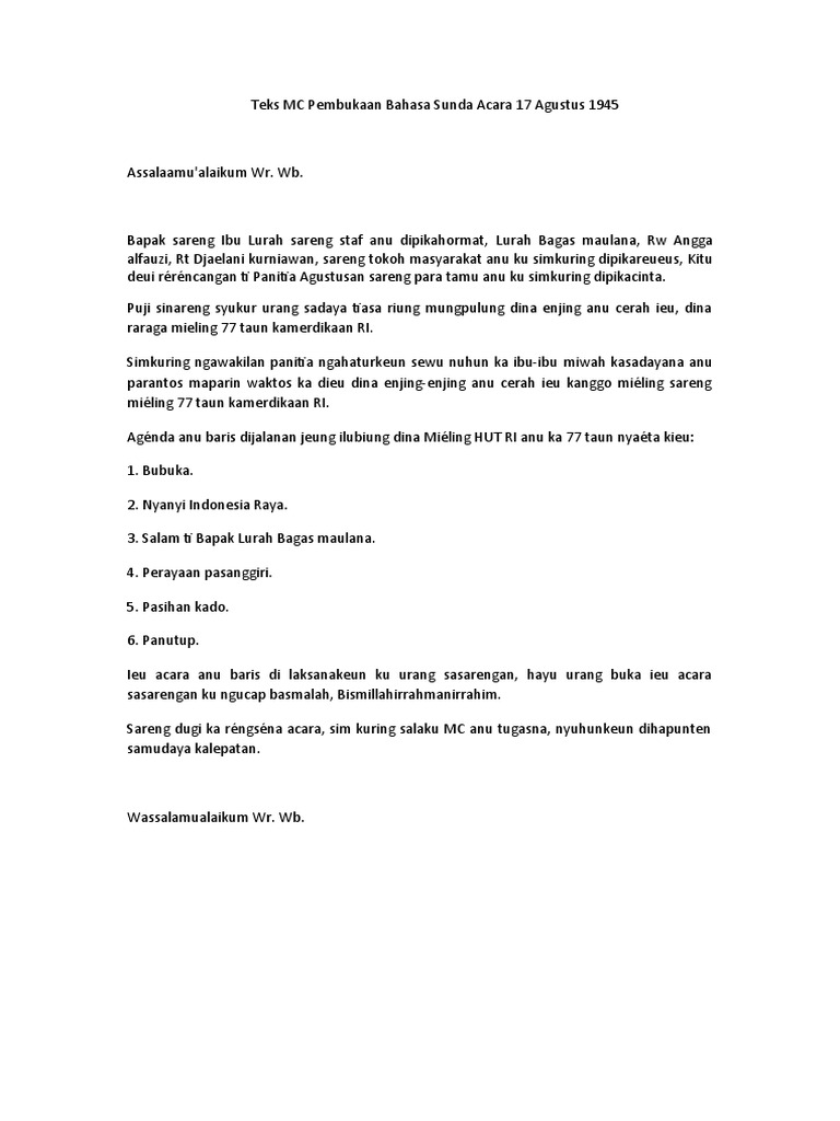 MC 17 Agustus Ridwan Setiawan | PDF