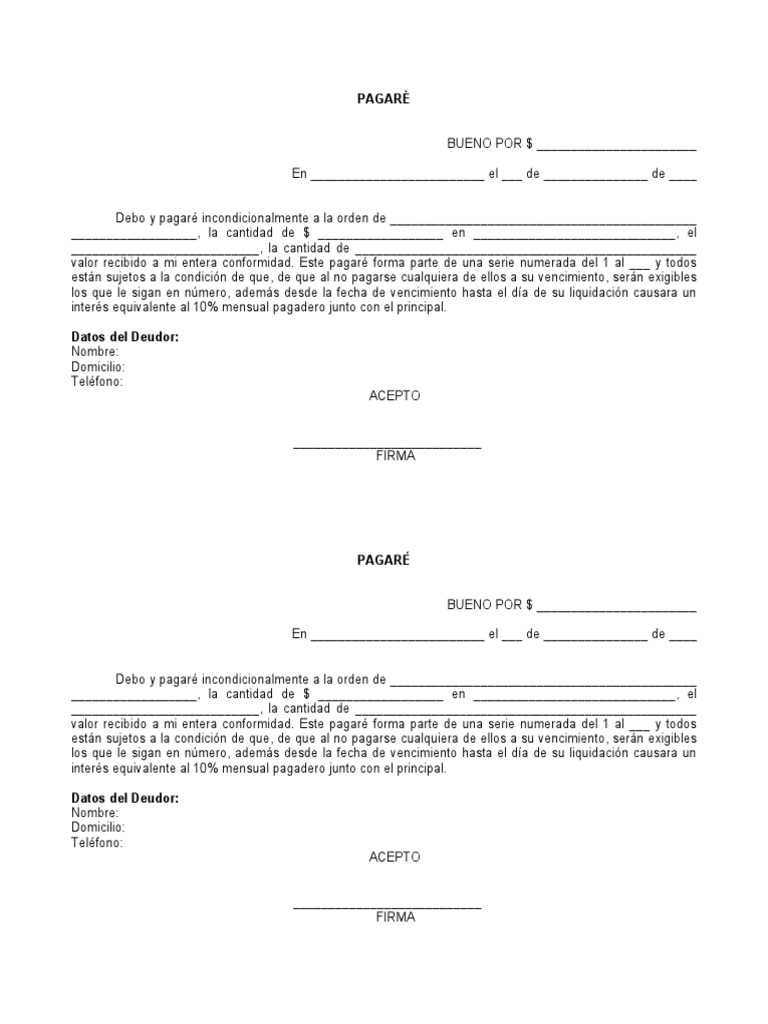 FORMATO PAGARE | PDF