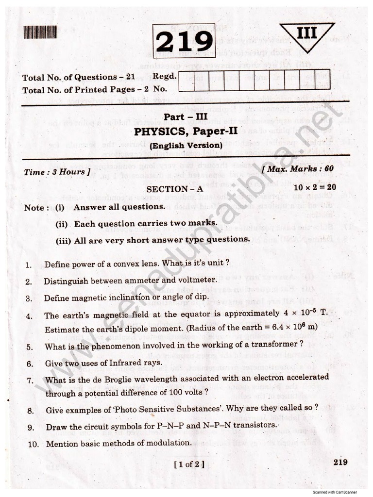 SR Phy EM 2021 | PDF