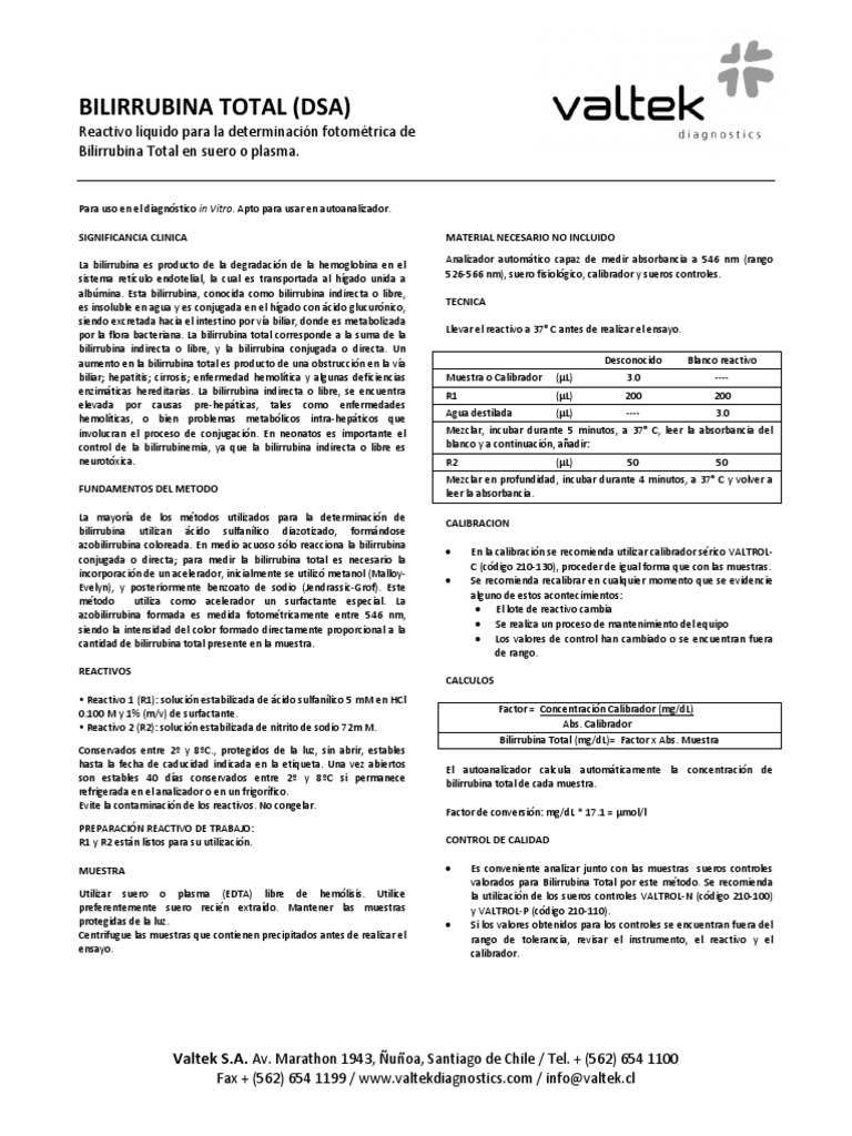 Tbi Bilirrubina Total para BS 1 | PDF | Bilis | Especialidades Medicas