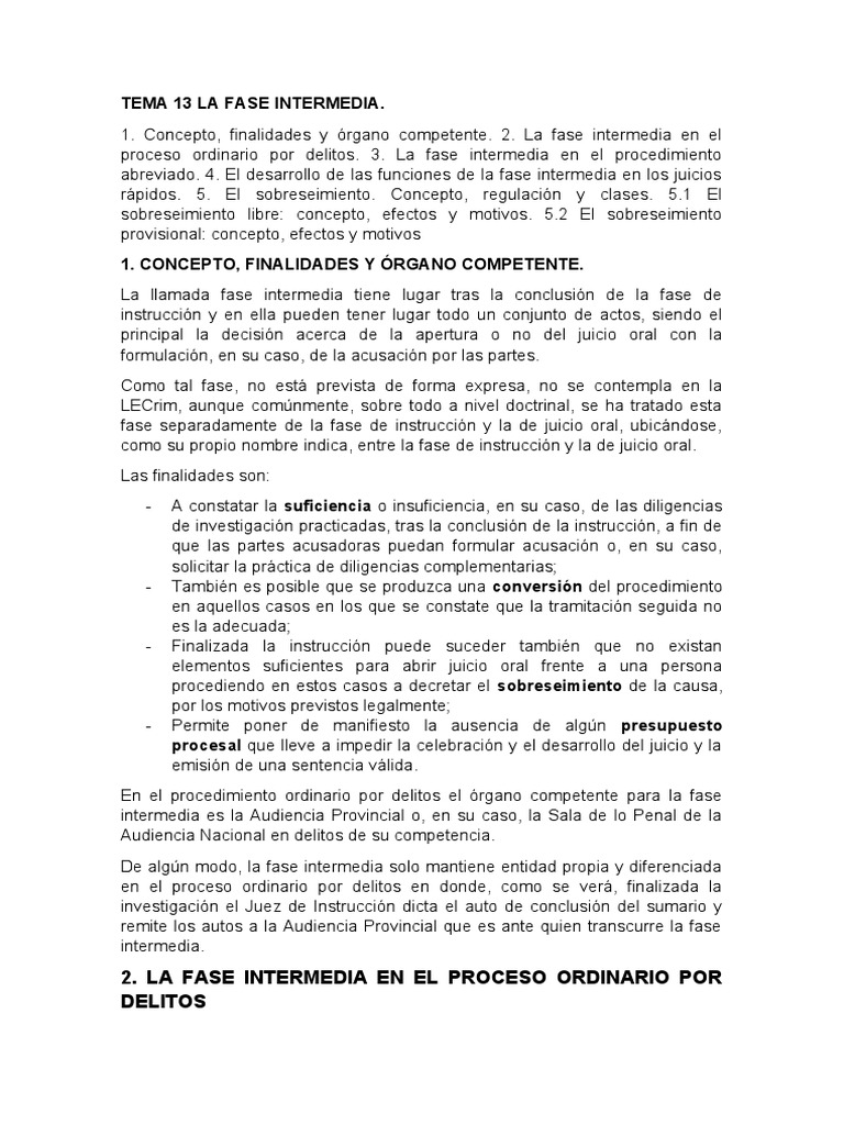 Tema 13 La Fase Intermedia | PDF | Fiscal | Apelación